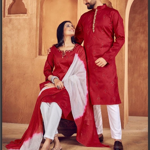 Dresses | Couple Dress In Beautiful Red Color Combo Pack | Poshmark